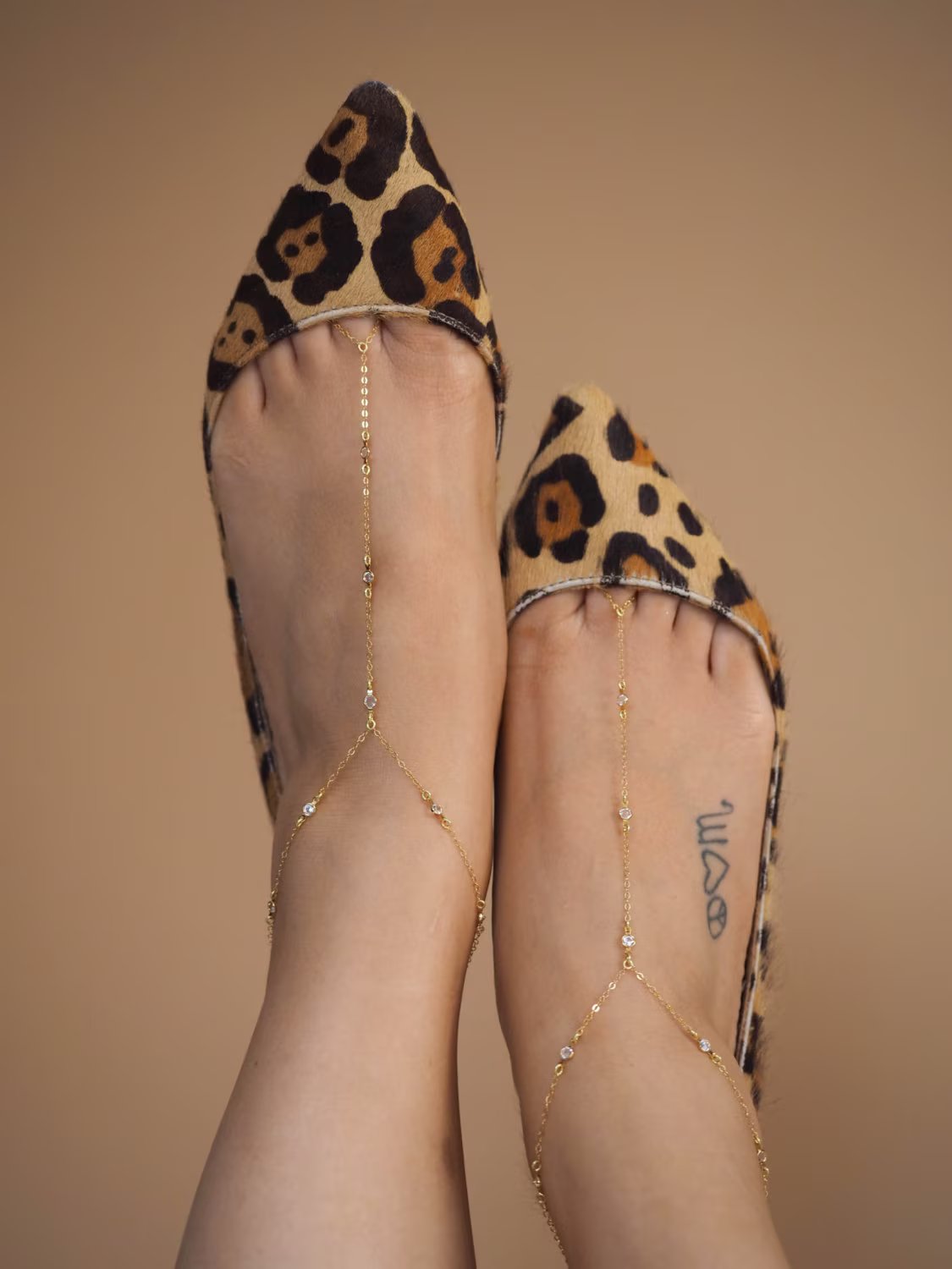 14k Gold Filled Tiny Swarovski Crystals Foot Piece Anklet DianaHoDesigns